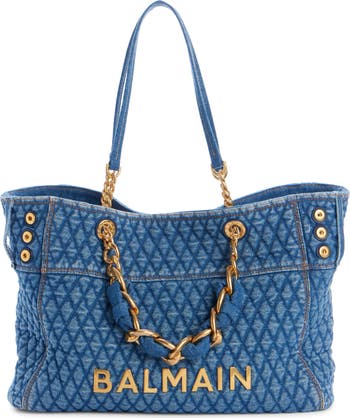 Balmain 1945 Soft Cabas Quilted Denim Tote | Nordstrom