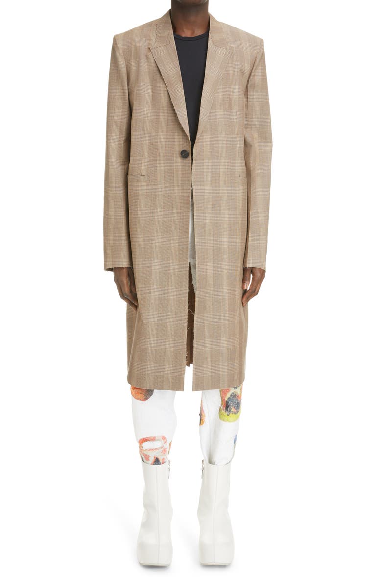 Givenchy Check Raw Edge Wool Blend Topcoat | Nordstrom
