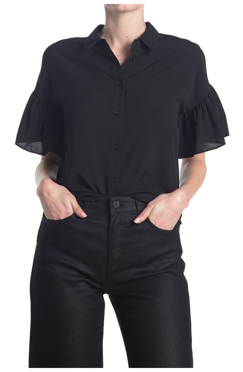 French Connection Crepe Light Ruffle Sleeve Shirt | Nordstromrack