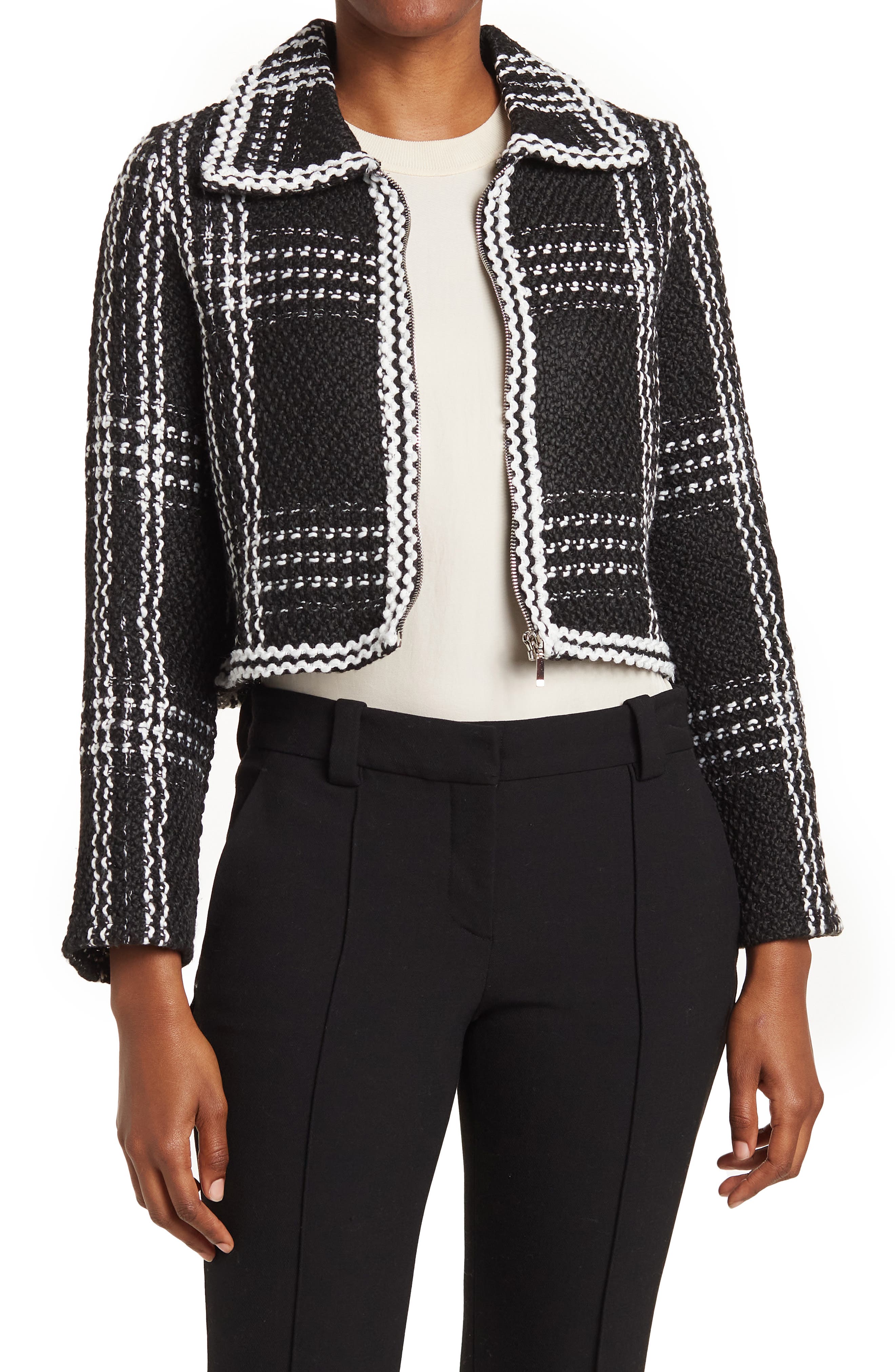 PLM Plaid Zip Front Crop Jacket | Nordstromrack