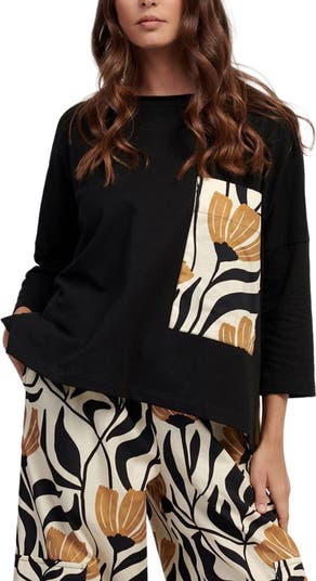 Alembika Boxy tee with contrast tulip print patch pocket | Nordstrom