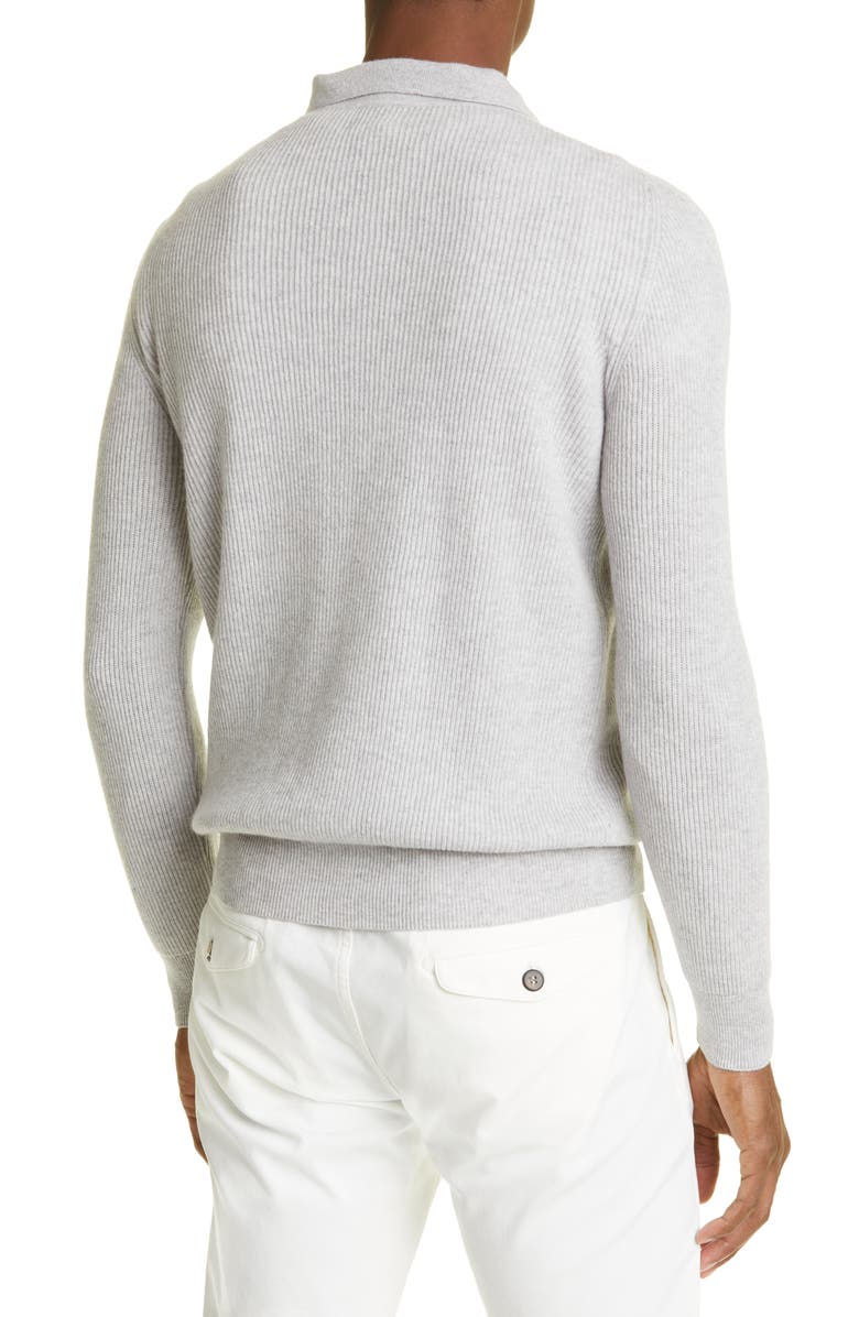Eleventy Long Sleeve Fine Gauge Cashmere Zip Polo Sweater | Nordstrom