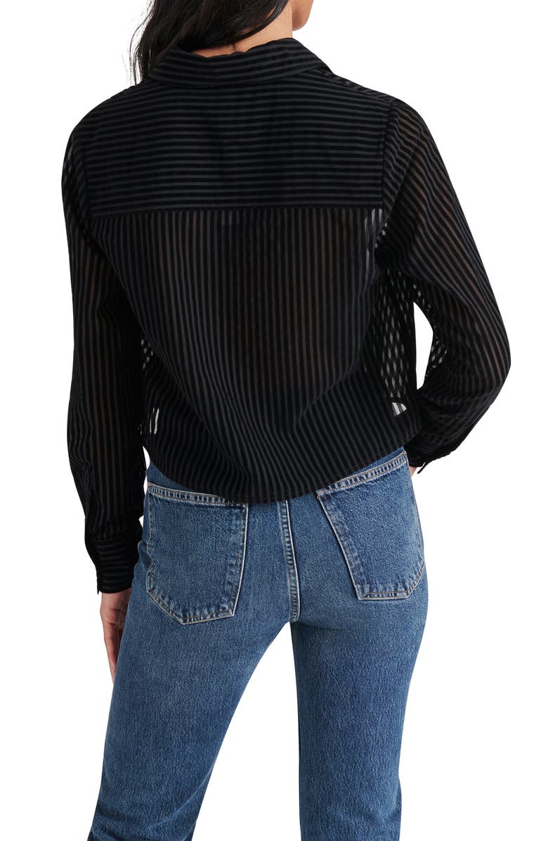 Steve Madden Noelle Burnout Velvet Stripe Button-Up Shirt | Nordstrom