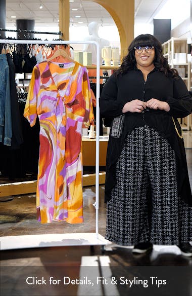 City Chic Swirl Print Tie Front Midi Dress | Nordstromrack