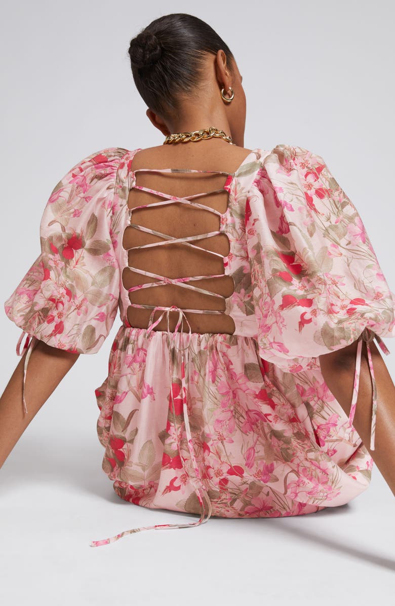 & Other Stories Floral Puff Sleeve Lace-Up Back Dress | Nordstromrack