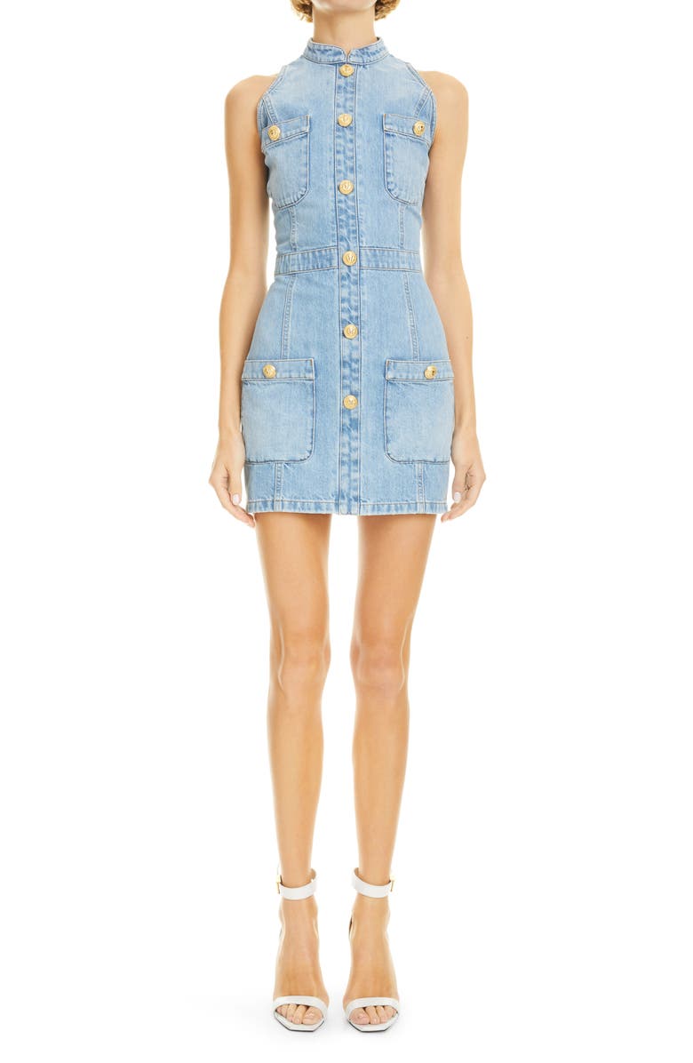 Balmain Button Detail Sleeveless Denim Minidress | Nordstromrack