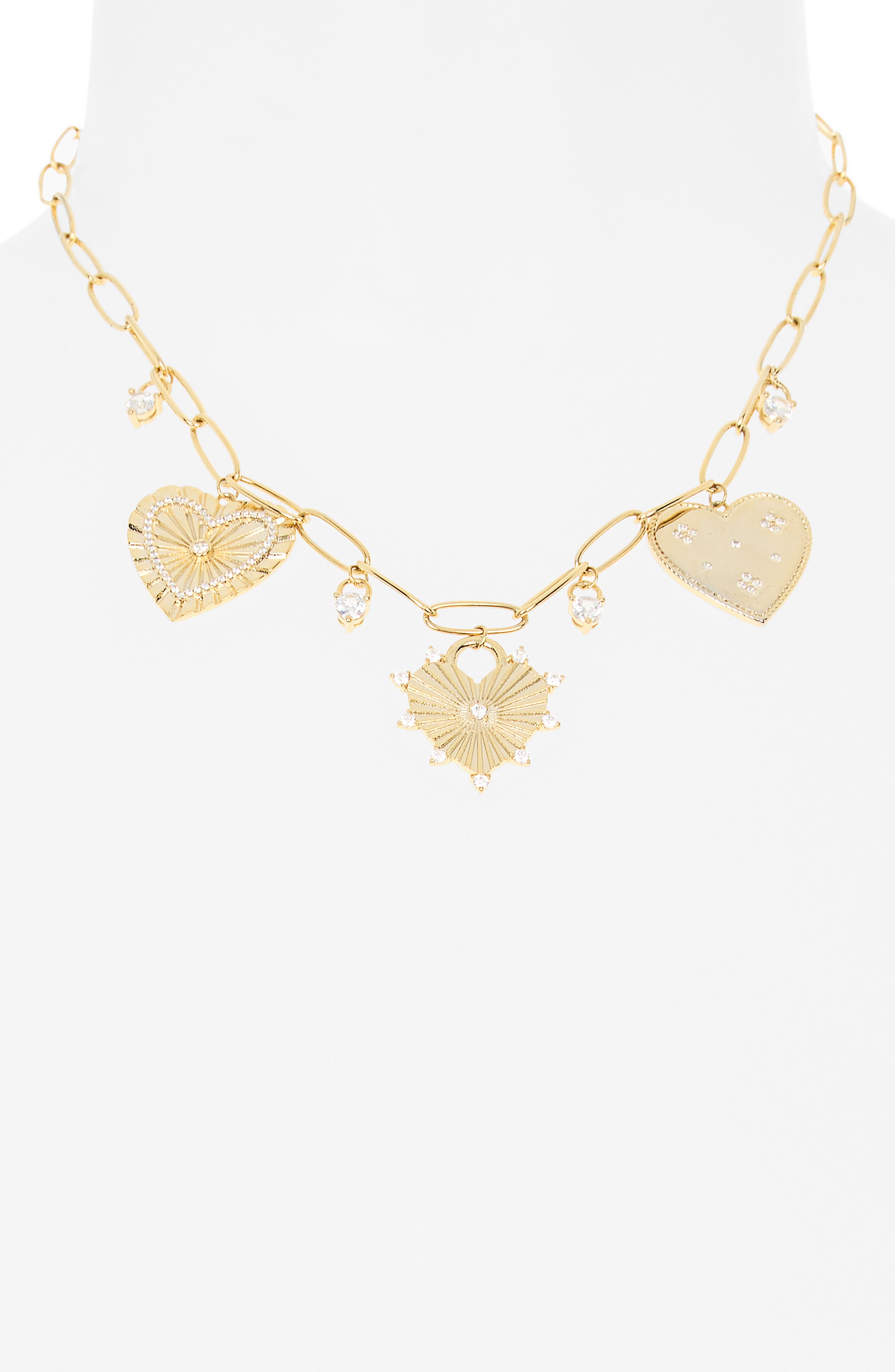Leith Cubic Zirconia Heart Charm Necklace | Nordstromrack