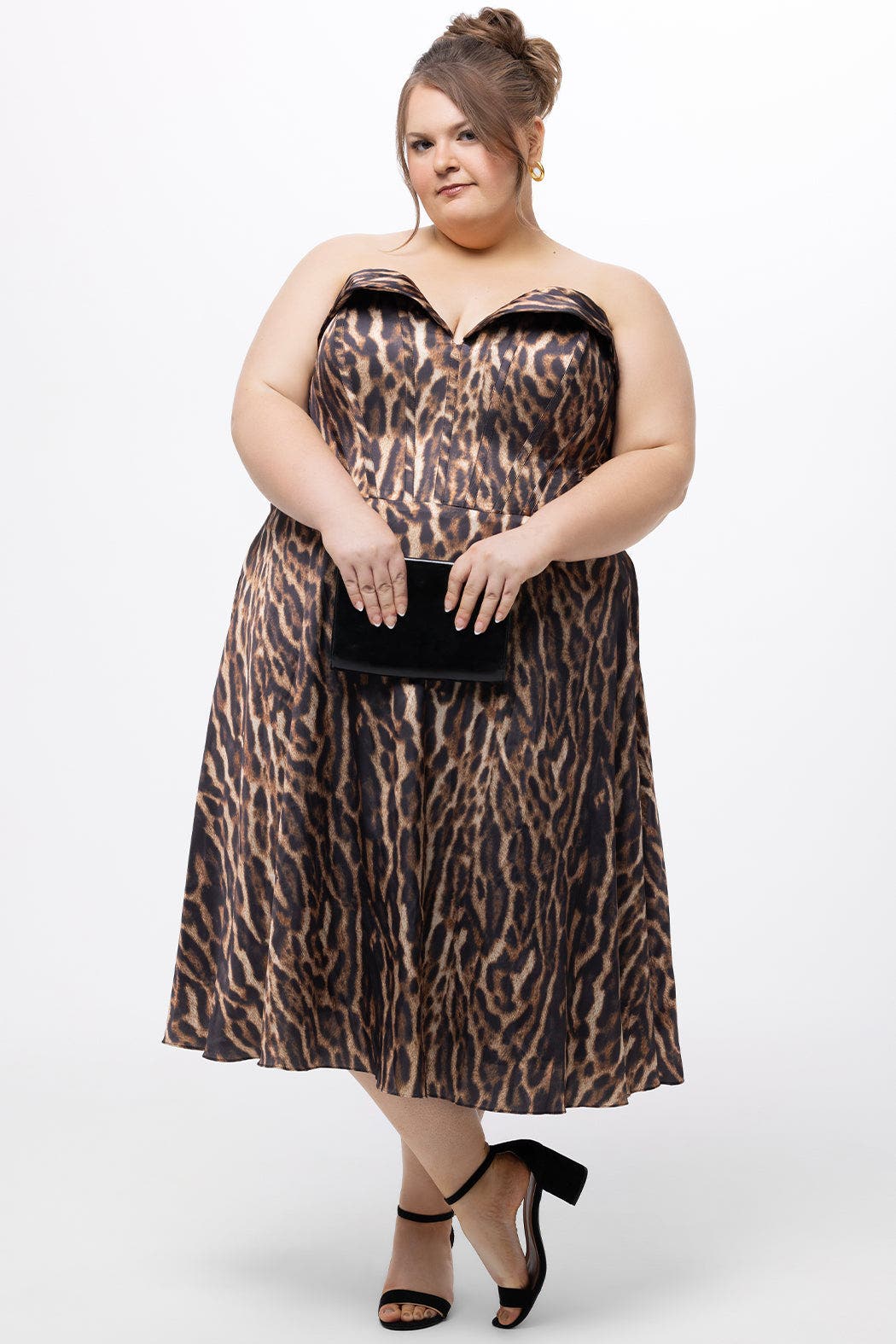 Strapless Animal Print Plus Size Tea Length Dress (Women) | Nordstrom