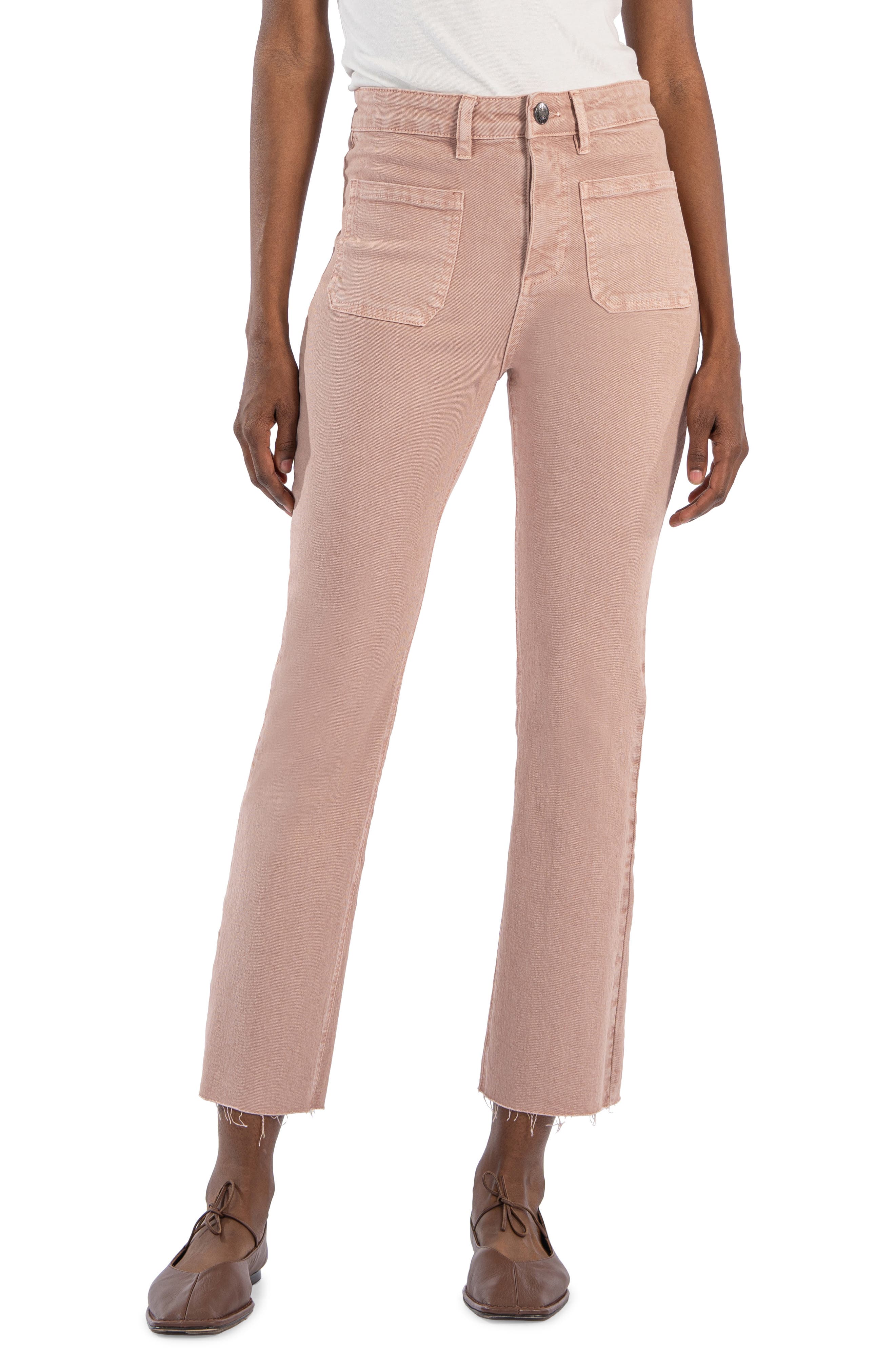 KUT from the Kloth Reese Patch Pocket Raw Hem Crop Slim Straight Leg ...