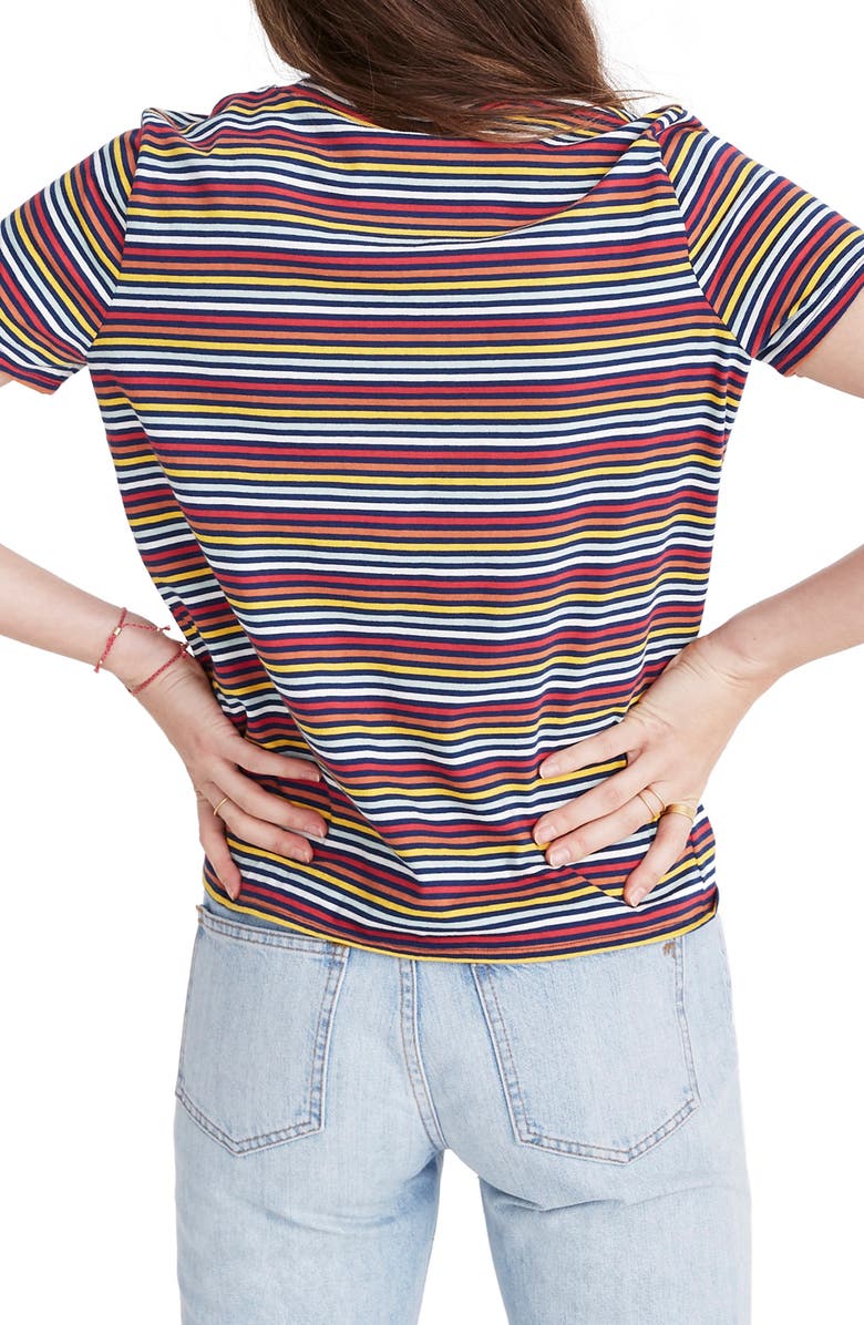Madewell Rainbow Stripe Knot Front Tee | Nordstromrack