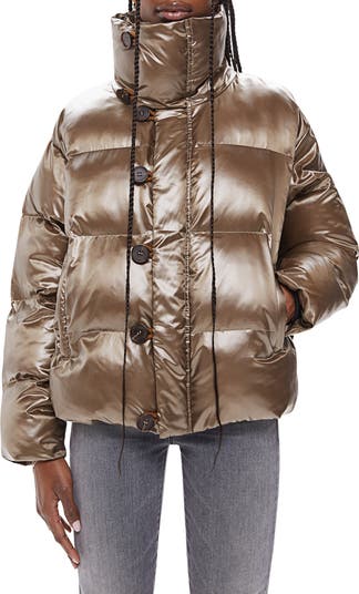 MOTHER The Buttoned Up Metallic Puffer Jacket | Nordstromrack