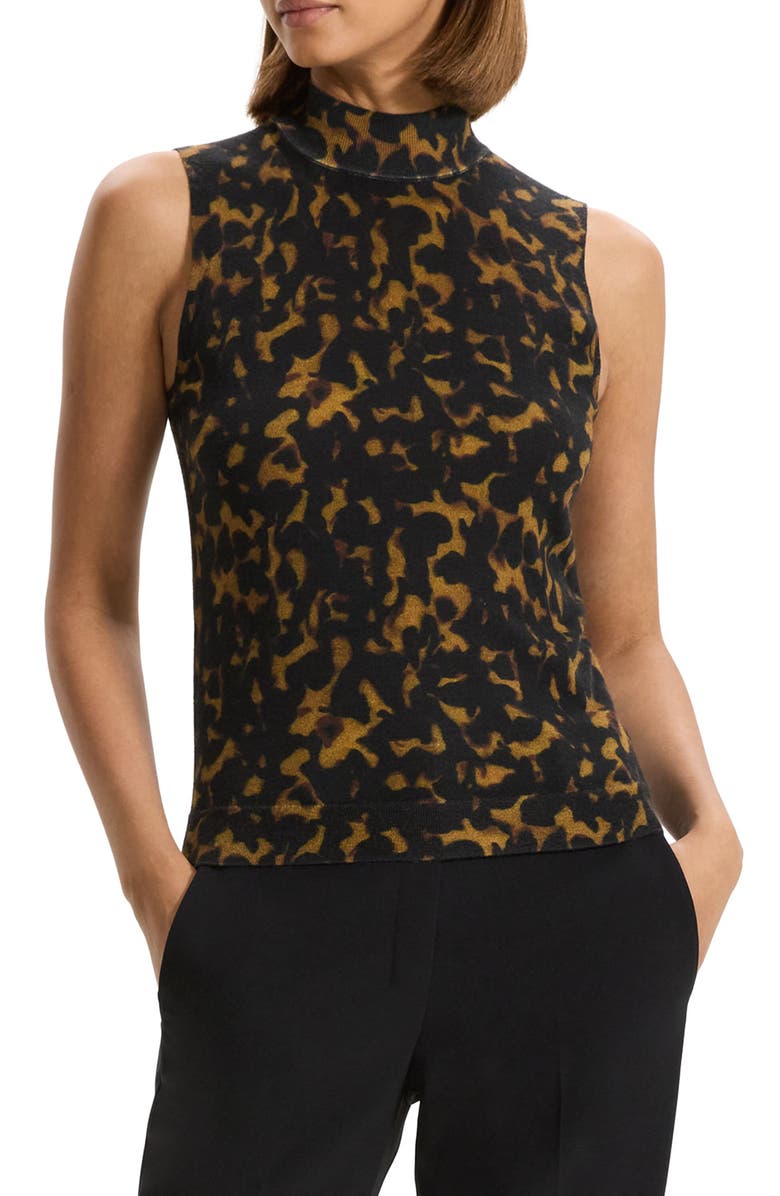 Theory Tortoiseshell Pattern Mock Neck Sleeveless Sweater | Nordstromrack