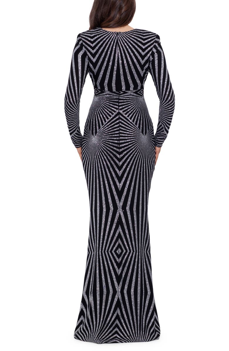 Betsy & Adam Geometric Metallic Long Sleeve Gown | Nordstrom