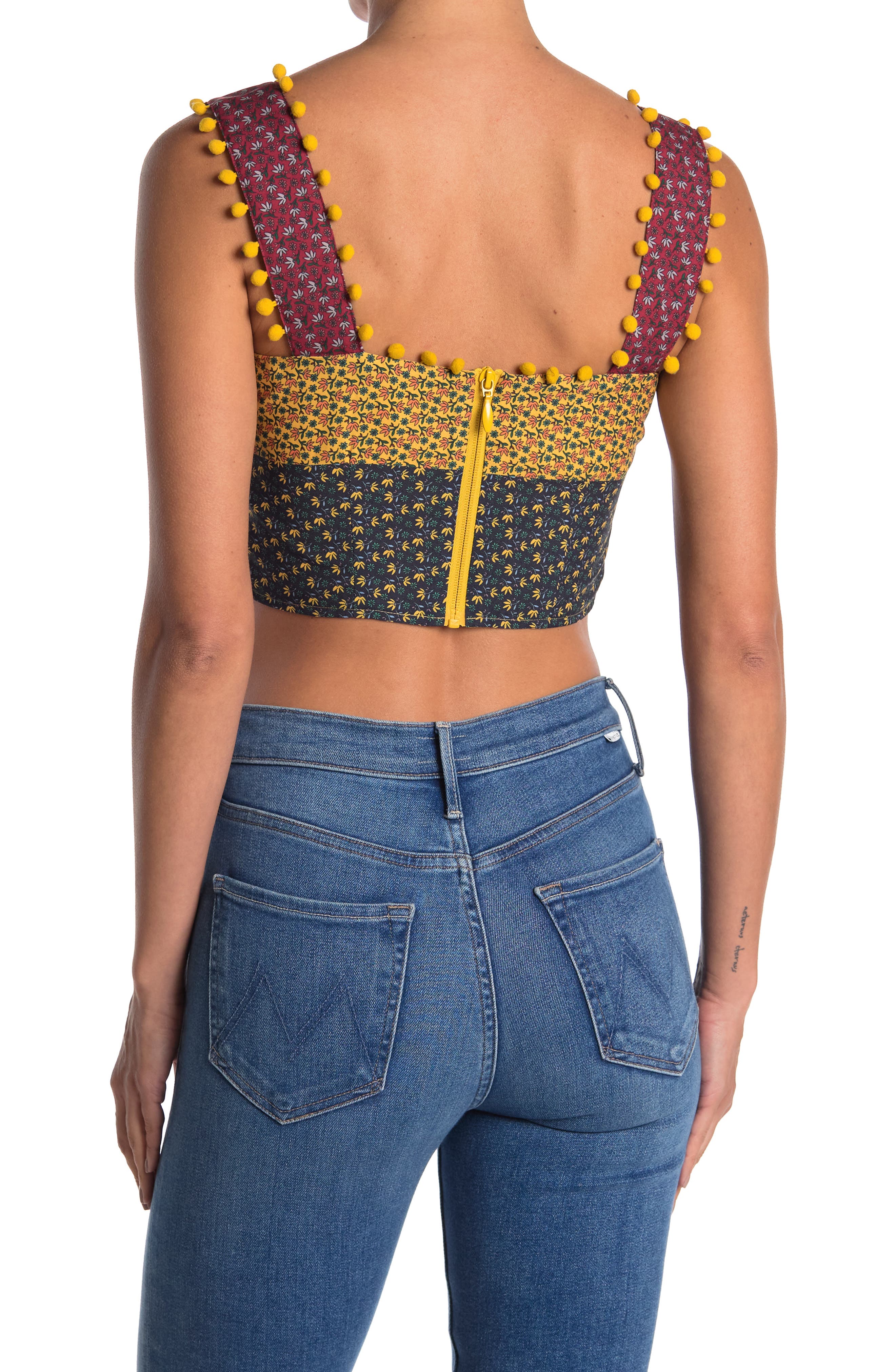 French Connection Adita Drape Mix Print Crop Top | Nordstromrack
