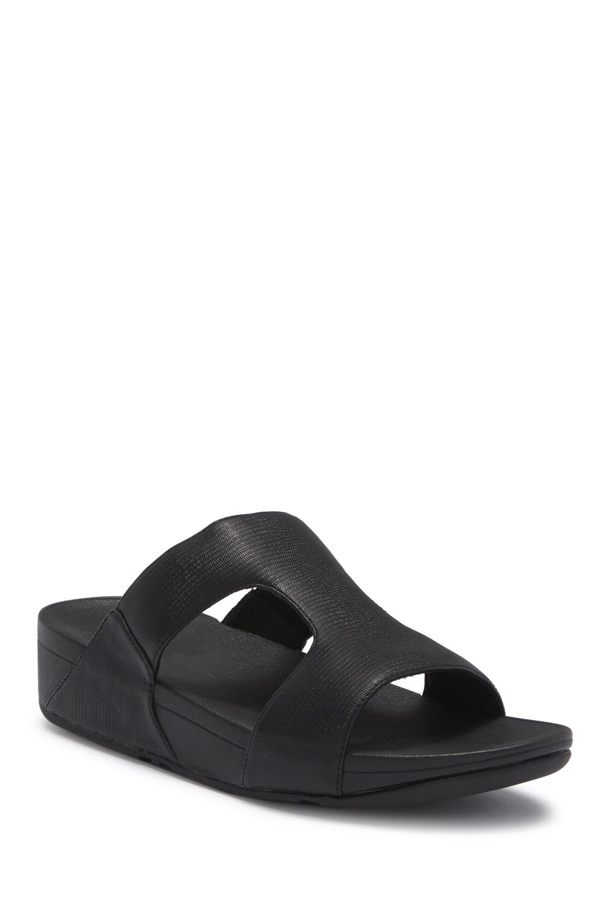 FitFlop H-Bar Shimmer Lizard-Embossed Wedge Sandal | Nordstromrack
