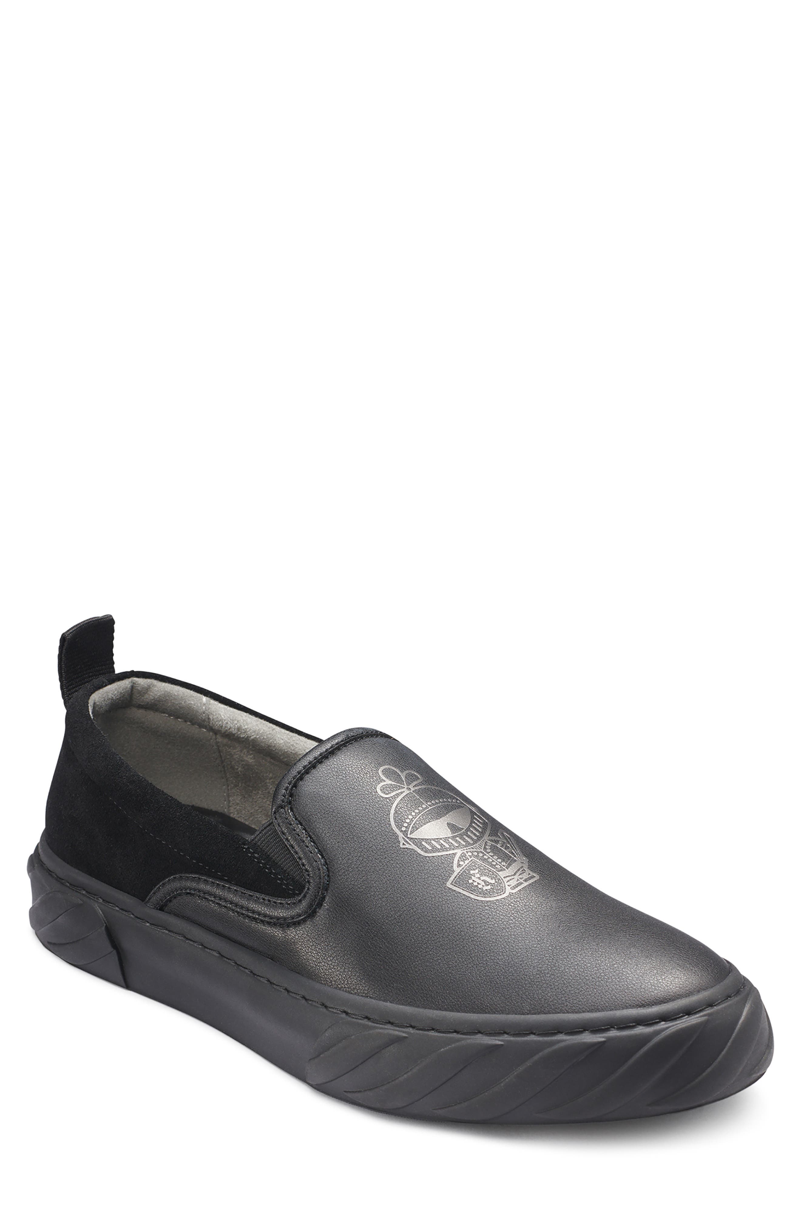 KARL LAGERFELD PARIS Recycled Leather Logo Slip-ons (Men) | Nordstromrack