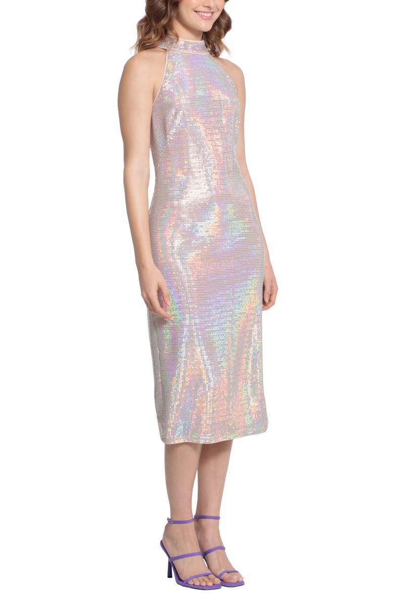 DONNA MORGAN FOR MAGGY Metallic Halter Neck Cocktail Dress | Nordstromrack