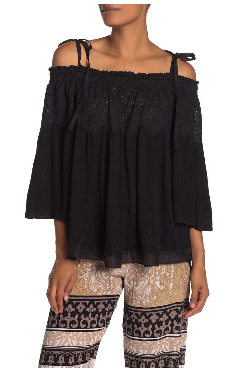 Halé Bob Tinsly Cold Shoulder Eyelet Yoke Tunic | Nordstromrack