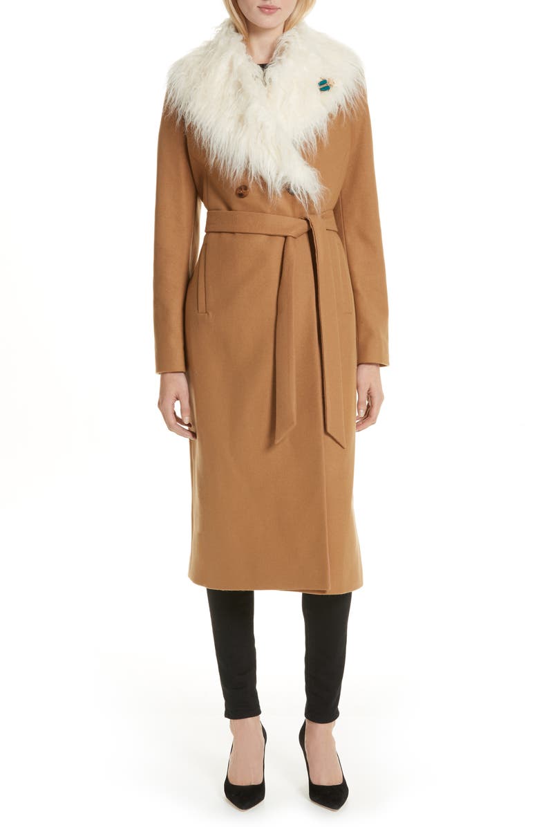 Ted Baker London Colour by Numbers Alcaza Wool Coat with Removable Faux ...