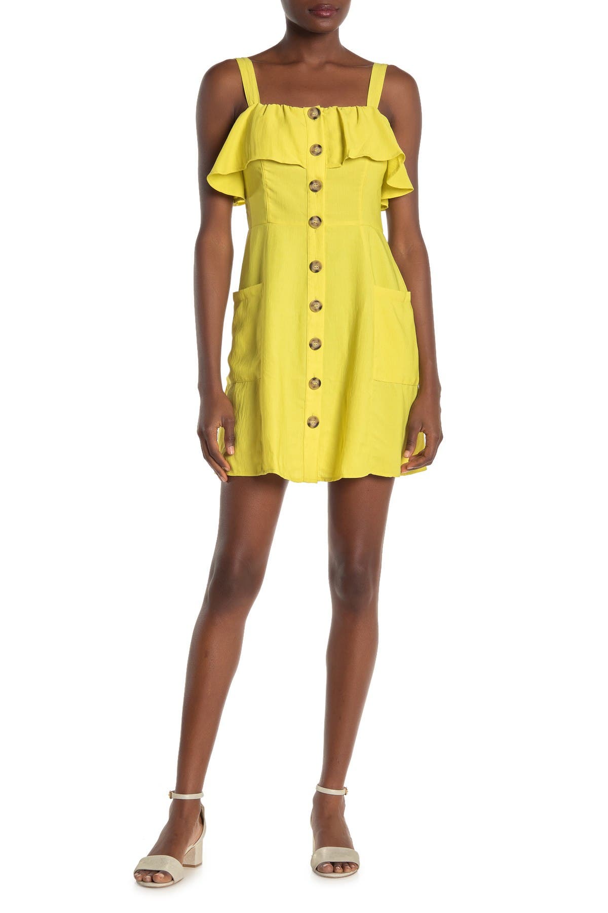 Blu Pepper Button Down Ruffle Mini Dress | Nordstromrack