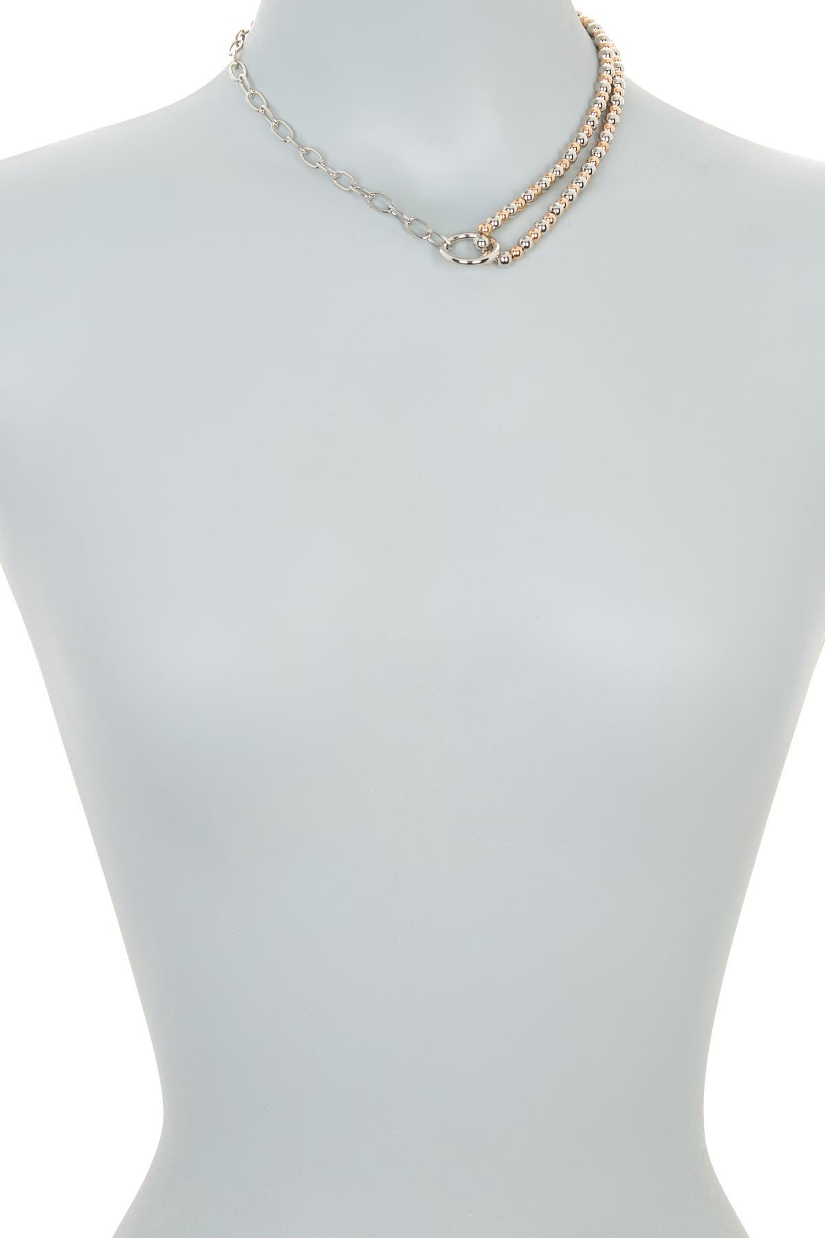 AREA STARS Double Layer Two-Tone Circle Pendant Chain Necklace ...