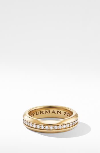 David Yurman Streamline® Band Ring in 18K Yellow Gold with Diamonds ...