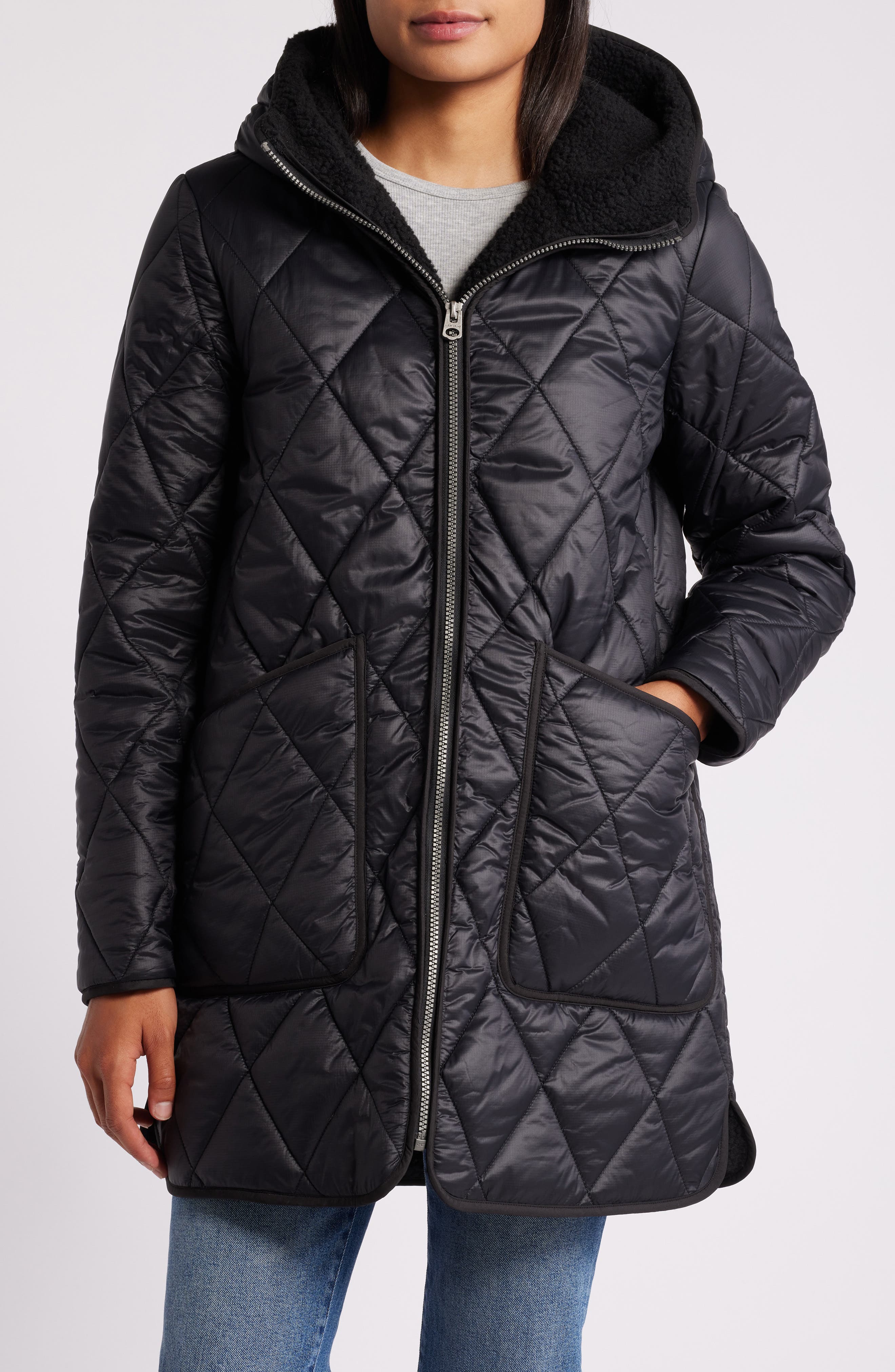 Lucky Brand Faux Shearling Lined Quilted Jacket | Nordstrom