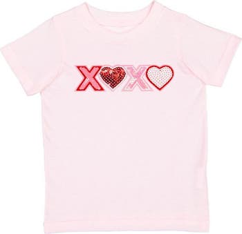 Sweet Wink Hugs And Kisses Sequin Patch Valentine's Day Short Sleeve T ...