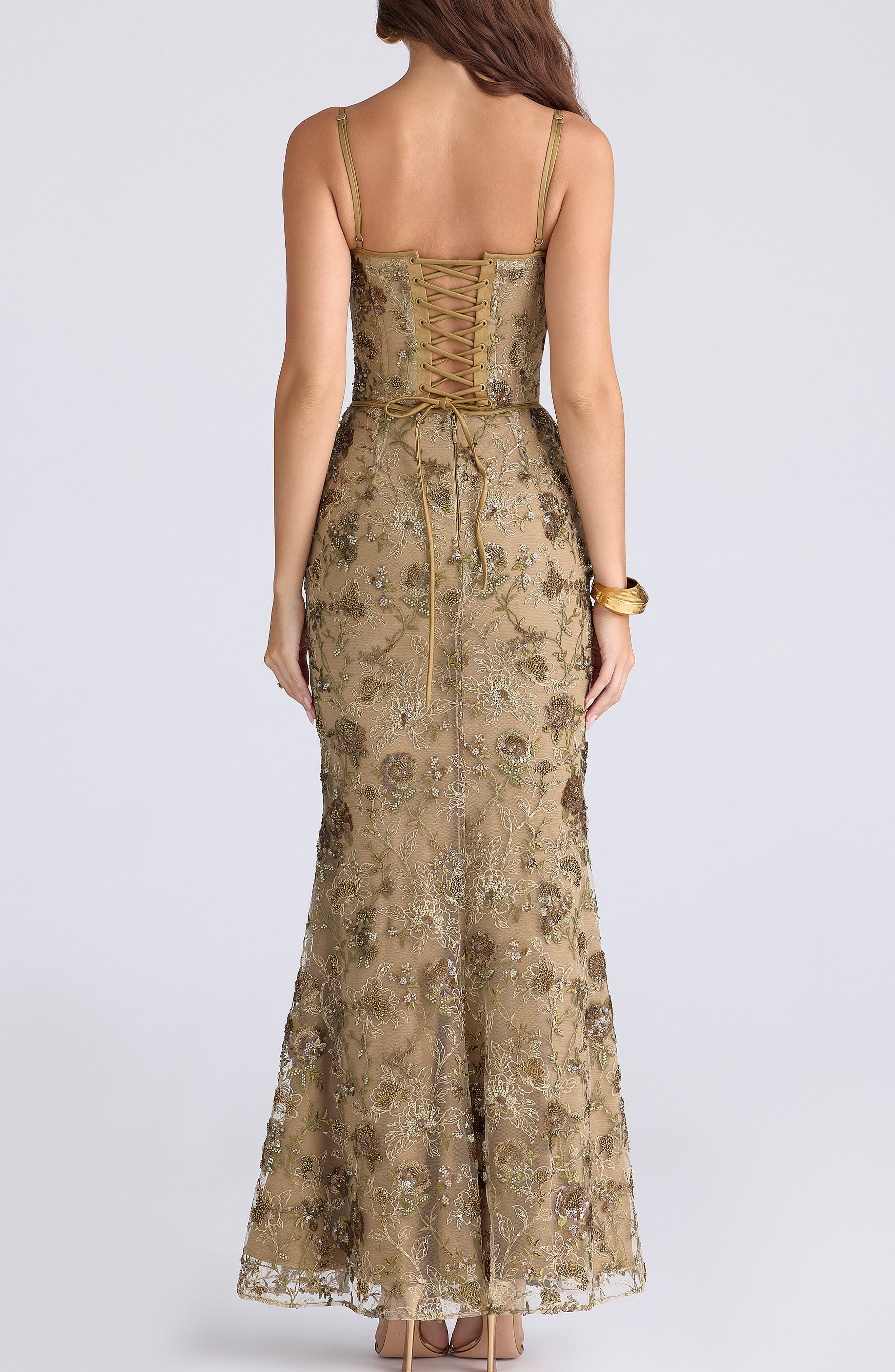 HOUSE OF CB Naima Bronze Embellished Corset | Nordstrom