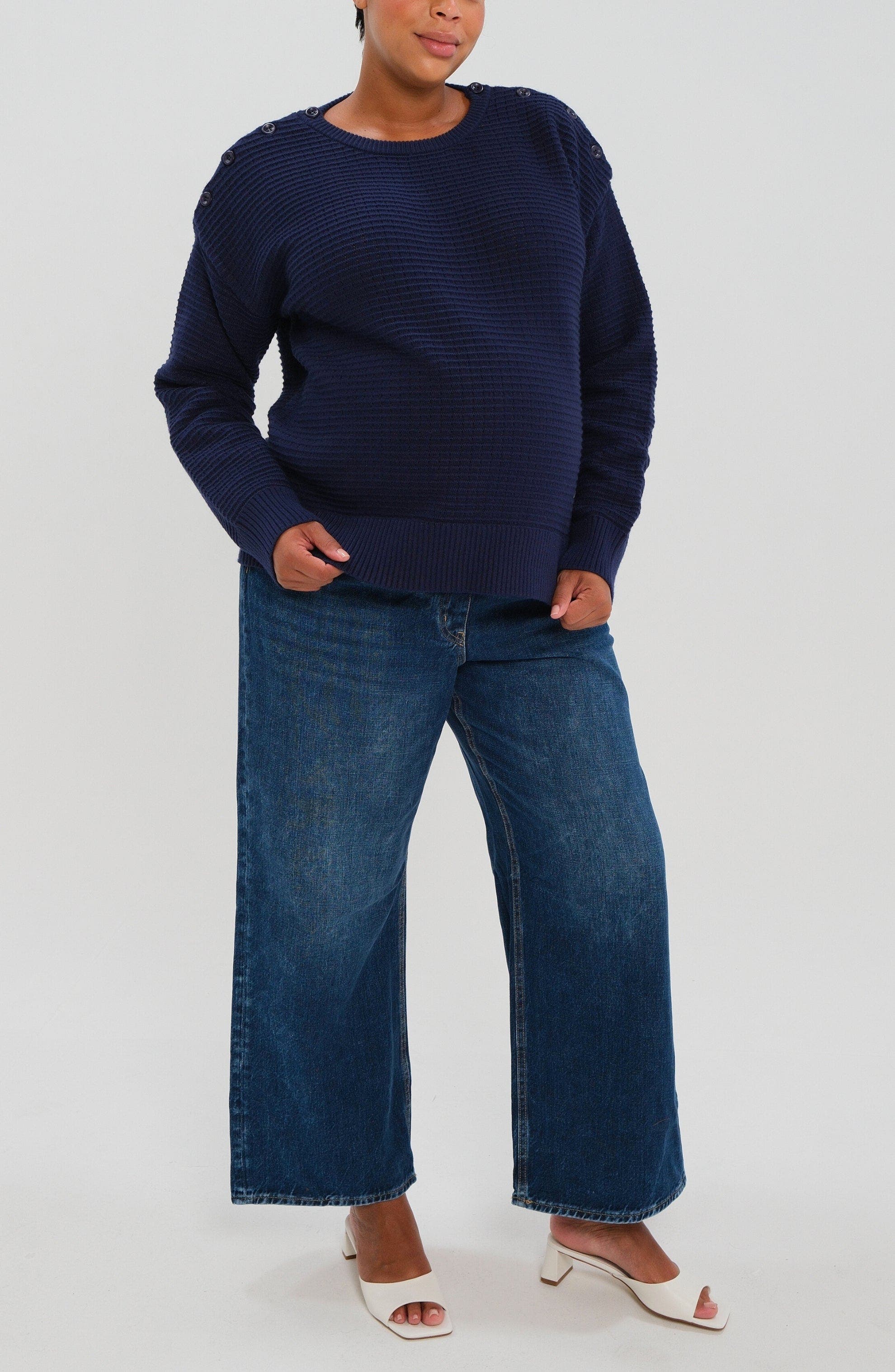 Women's Maternity & Nursing Sweater with Button Detail & Hidden ...