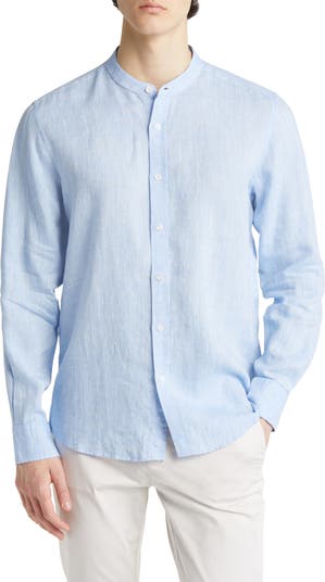 Scott Barber Linen Band Collar Button-Up Shirt | Nordstromrack