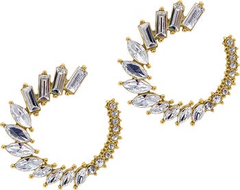 Adornia 14K Gold Plate Cubic Zirconia Frontal Hoop Earrings | Nordstromrack