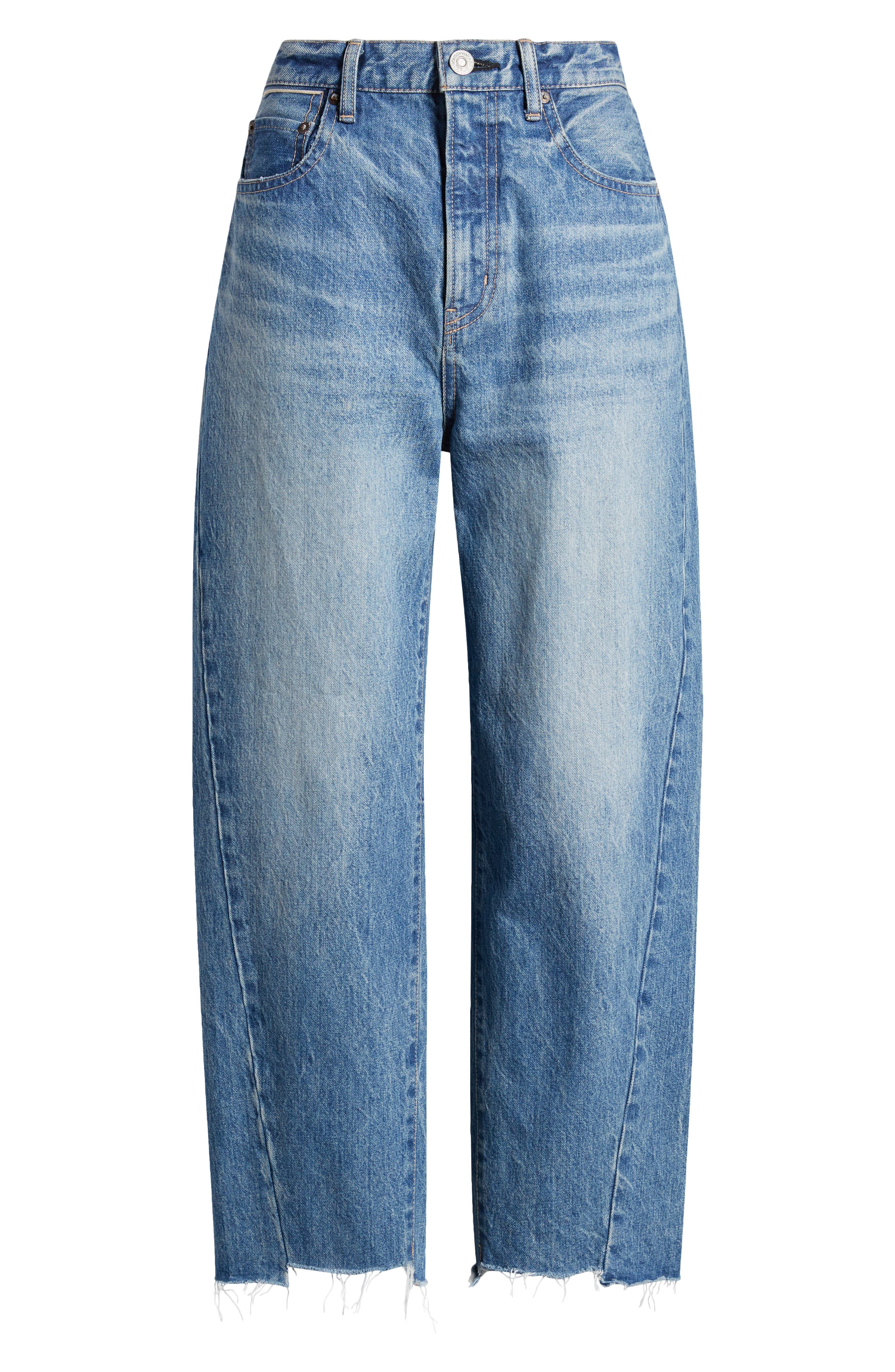 MOUSSY VINTAGE Cloverhill Step Hem High Waist Crop Barrel Jeans ...