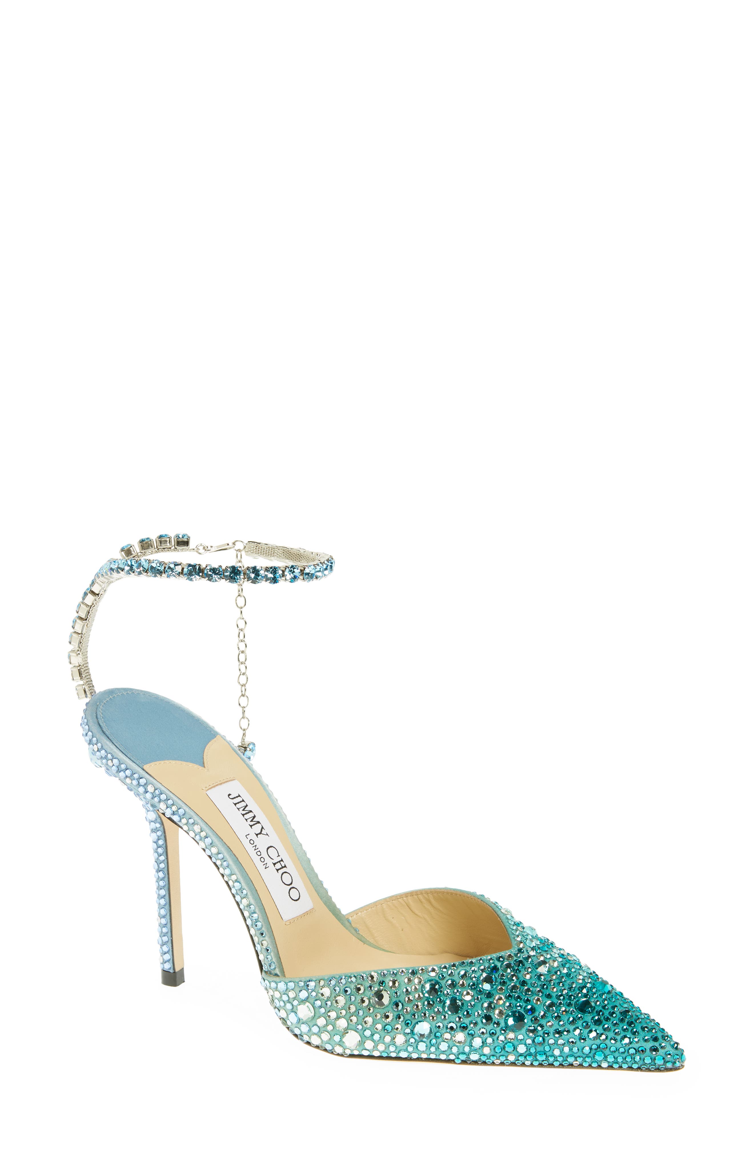Jimmy Choo Saeda Crystal Ankle Strap Pointed Toe Pump (Women ...