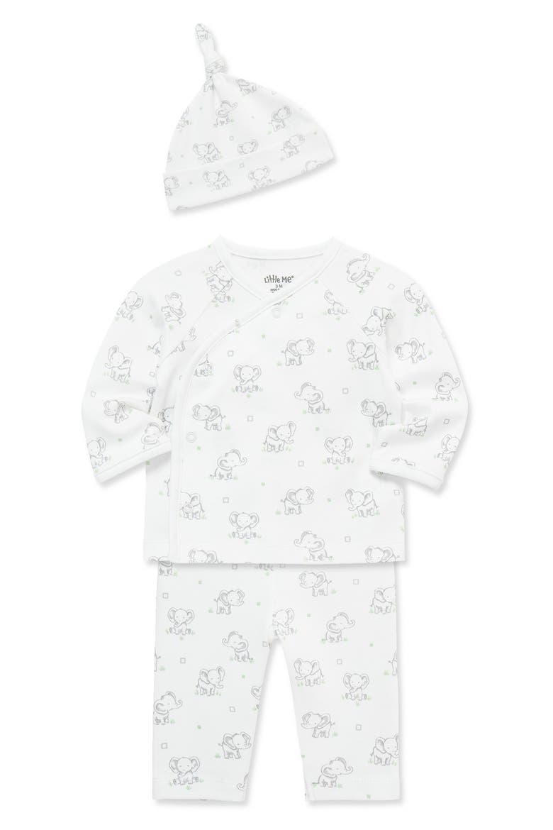 Elephants Take Me Home 3-Piece Organic Cotton Cardigan & Pants Set ...