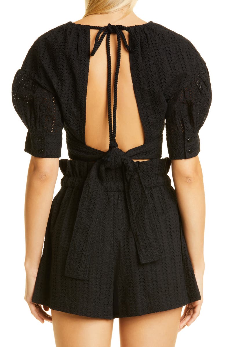 A.L.C. Becca Puff Sleeve Open Back Crop Blouse | Nordstromrack