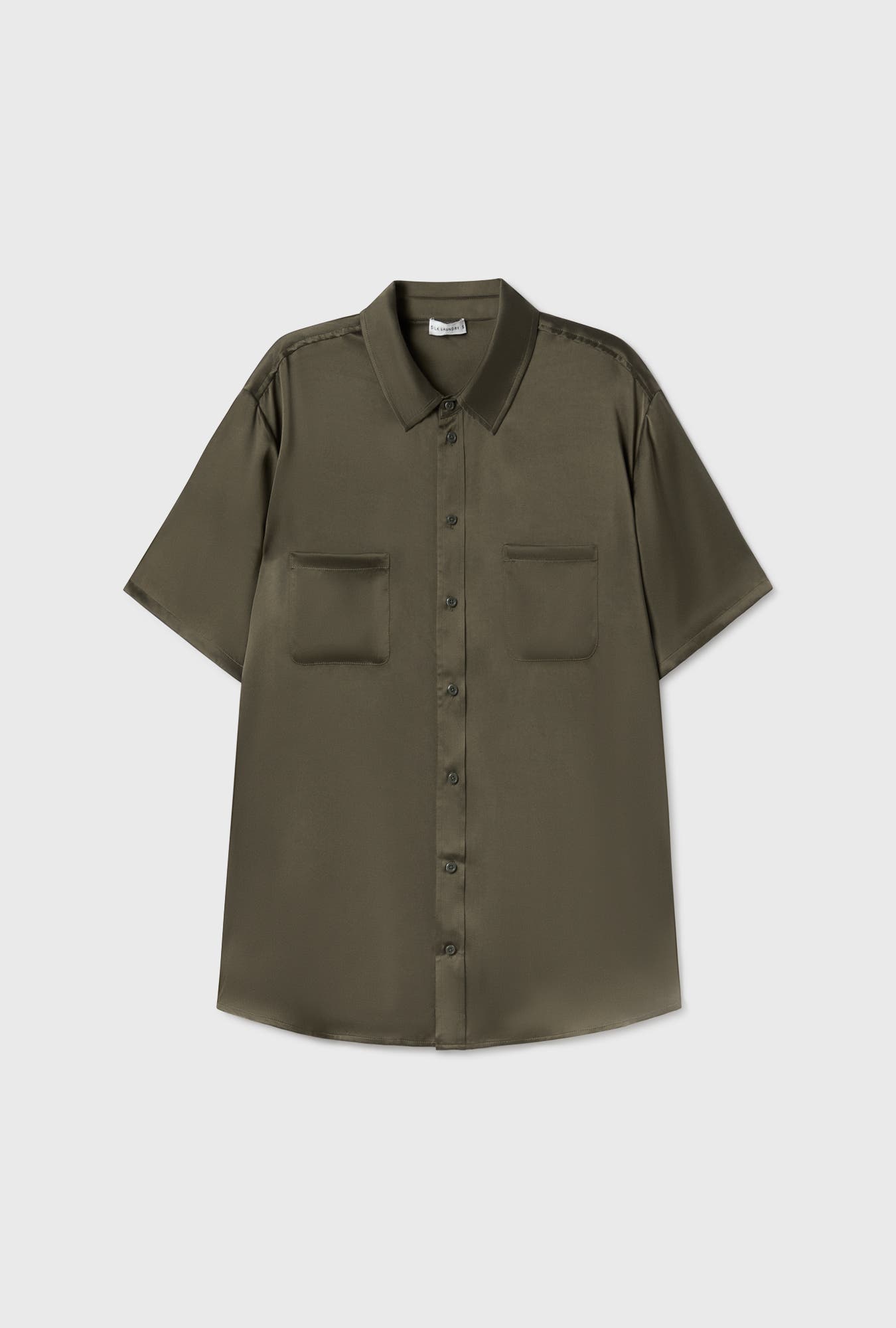 SILK LAUNDRY SHORT SLEEVE BOYFRIEND SHIRT PINE | Nordstrom