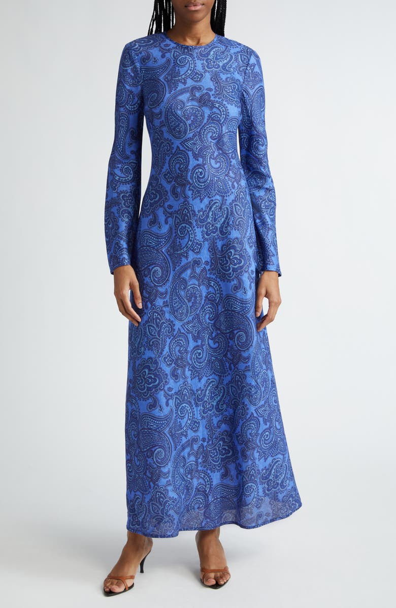 Zimmermann Ottie Paisley Long Sleeve Open Back Linen Maxi Dress ...