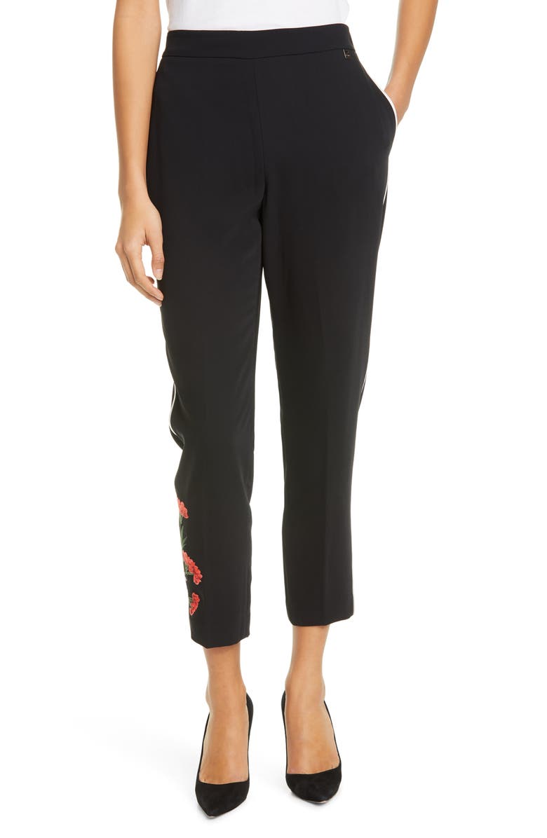 Ted Baker London Kinalee Highland Side Stripe Floral Detail Trousers ...