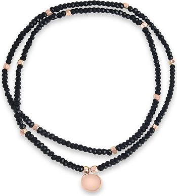 Sterling Forever 14K Rose Gold Plated Brass Black Beaded Disk Bracelet ...