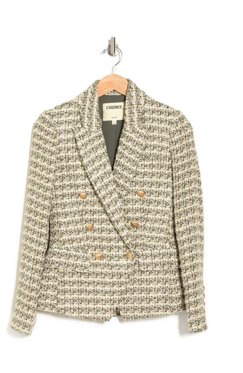 L'AGENCE Kenzie Double Breasted Metallic Tweed Blazer | Nordstrom