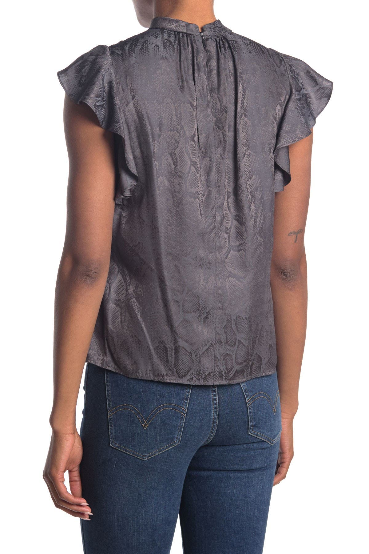 Rebecca Taylor Snake Print Jacquard Sleeveless Silk Blend Blouse ...