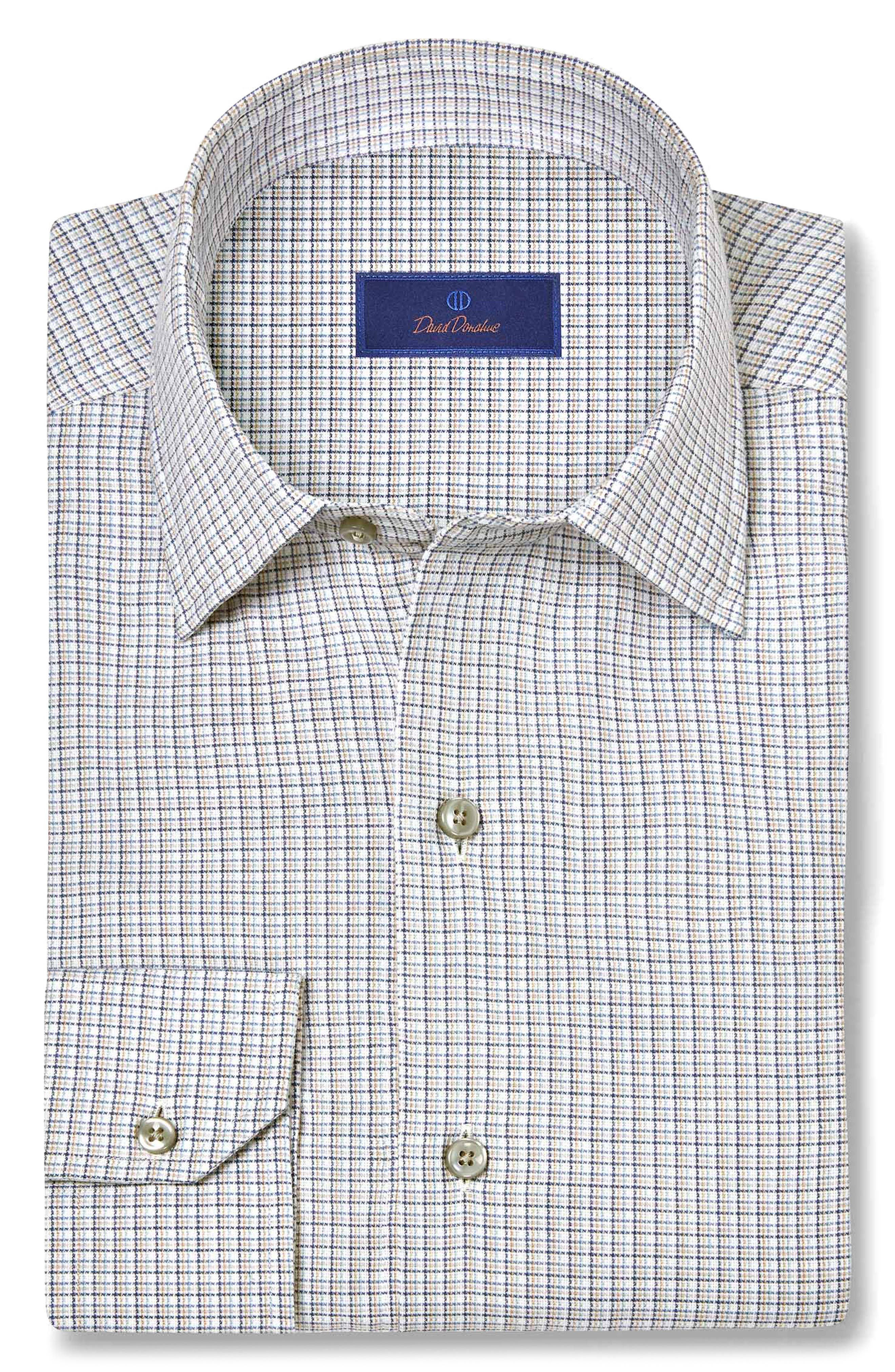 David Donahue Cotton & Cashmere Micro Check Sport Shirt | Nordstrom