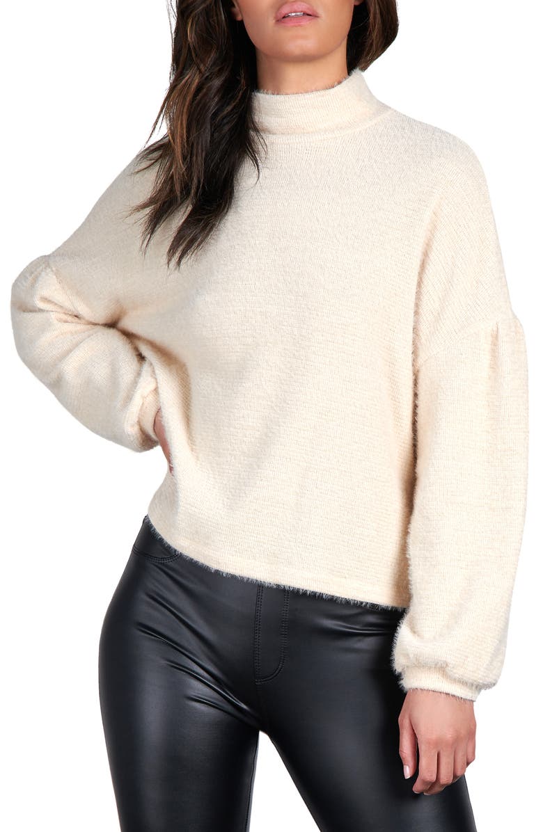 Sanctuary Keep Warm Mock Neck Fuzzy Sweater | Nordstrom