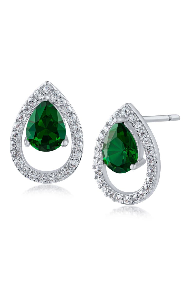 CZ Pavé Halo Teardrop Stud Earrings (Women) | Nordstromrack