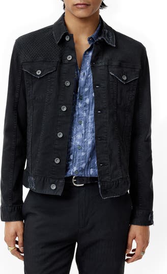 John Varvatos Wes Distressed Stretch Denim Trucker Jacket | Nordstrom