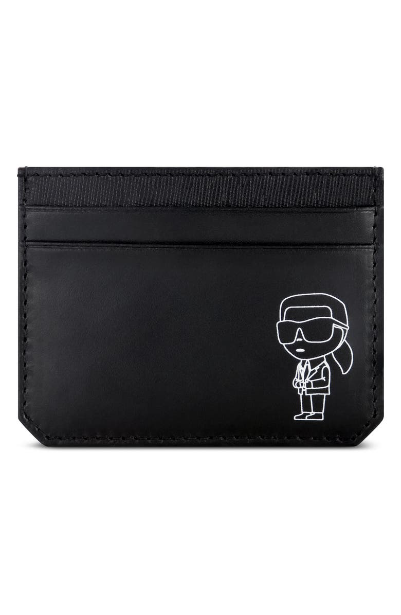 KARL LAGERFELD PARIS Outline Graphic Leather Card Holder | Nordstromrack