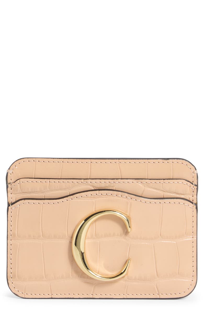 Chloé Mini C Croc Embossed Leather Card Case | Nordstromrack