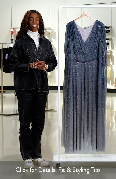 After Six Metallic Cape Sleeve Gown | Nordstrom