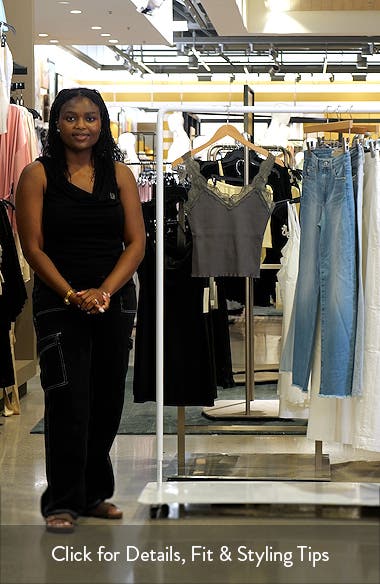 MANGO Raven Lace Trim Rib Tank | Nordstrom